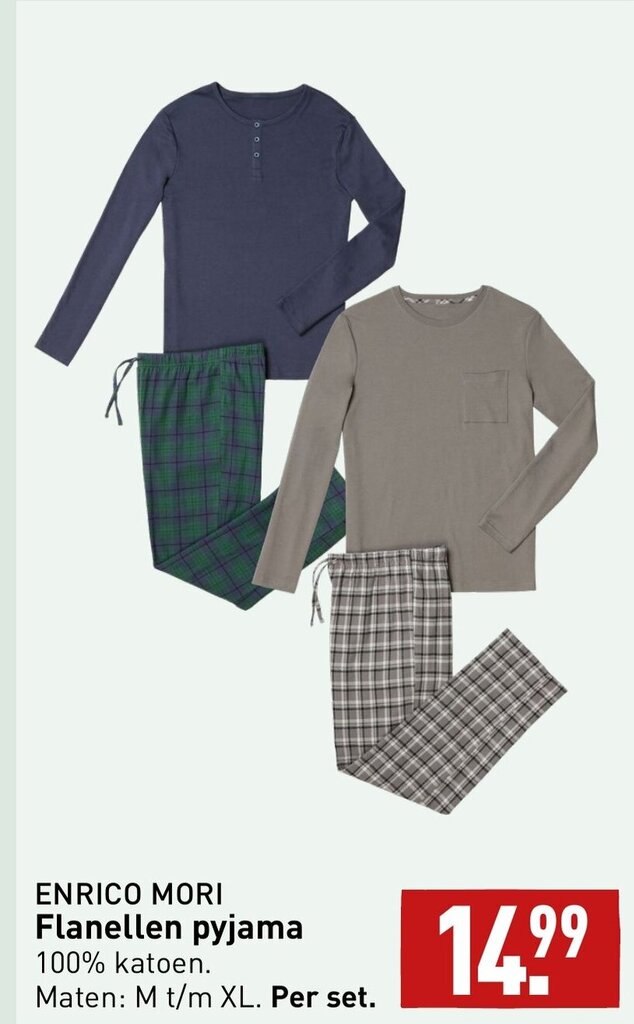Enrico mori flanellen pyjama aanbieding bij ALDI