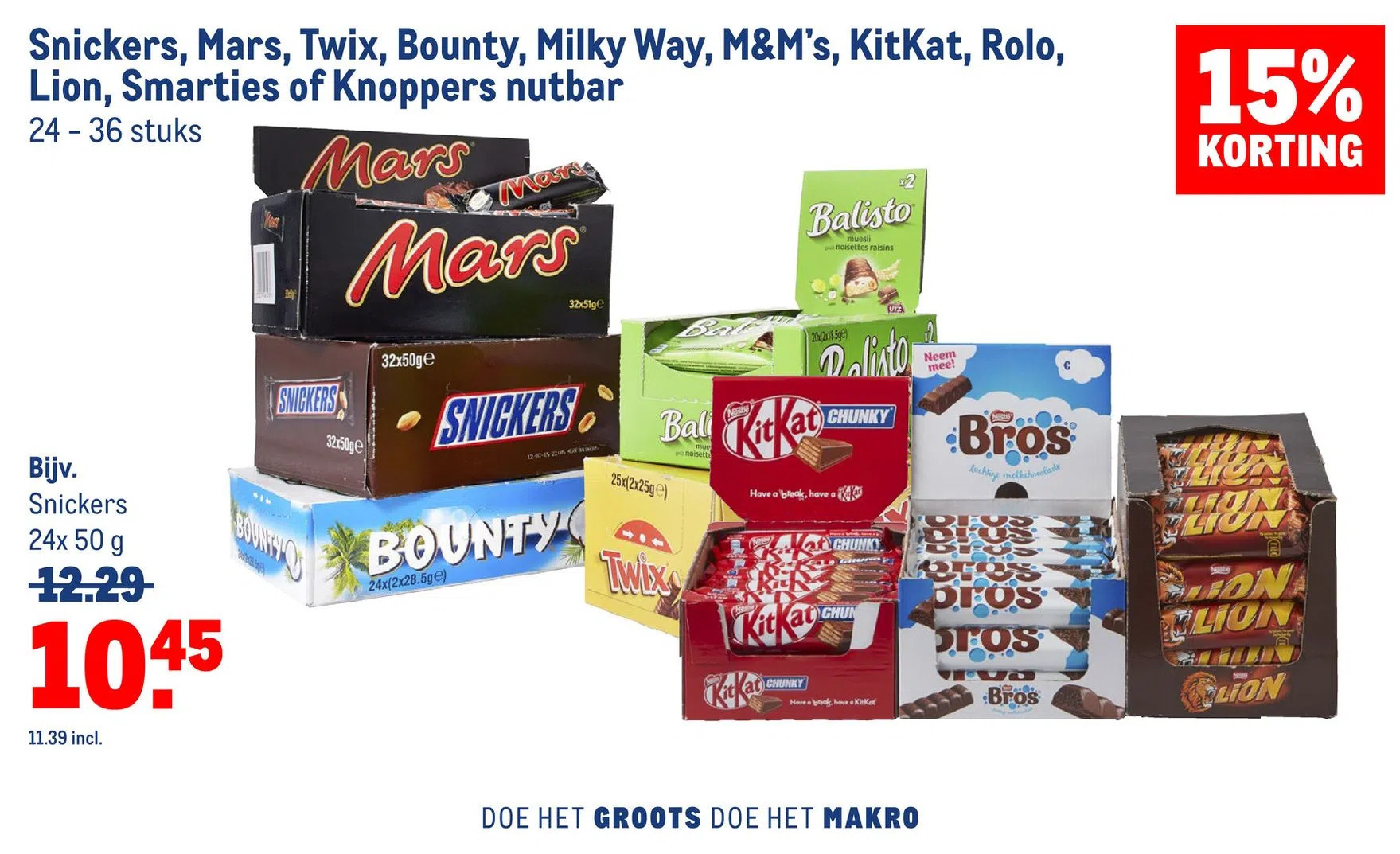 Snickers, mars, twix, bounty, milky way, m&m's, kitkat, rolo, lion ...