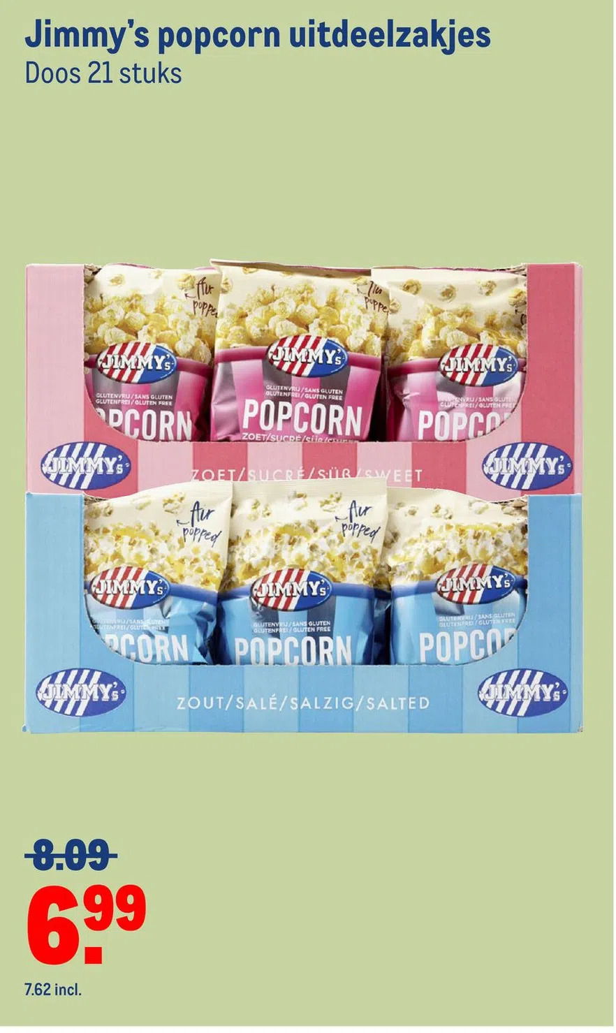 Jimmy's popcorn uitdeelzakjes aanbieding bij Makro