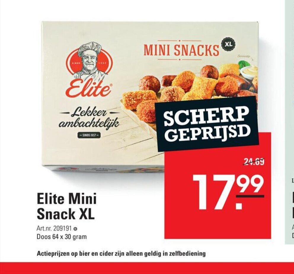 Elite Mini Snack XL aanbieding bij Sligro