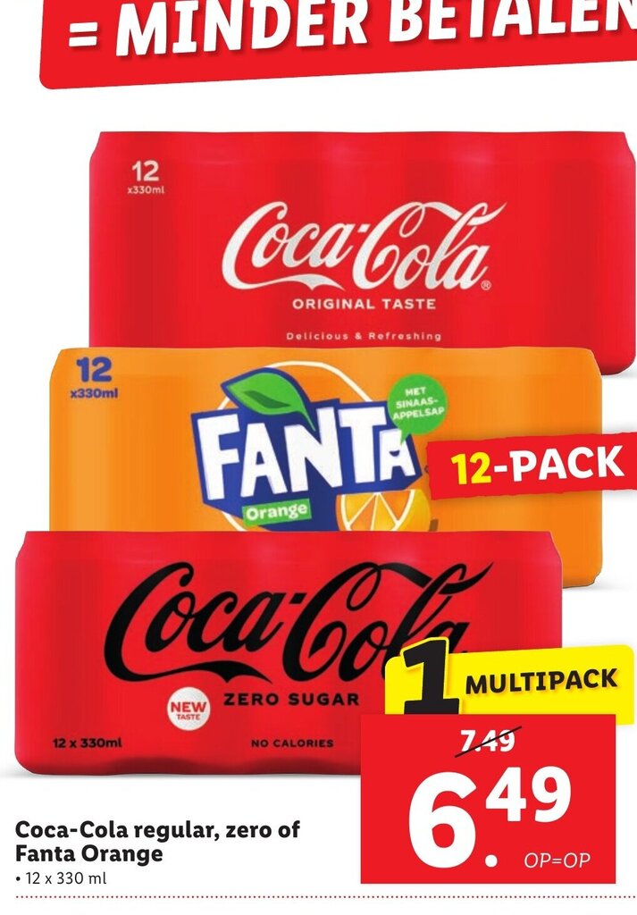 Coca-cola regular, zero of fanta orange aanbieding bij Lidl