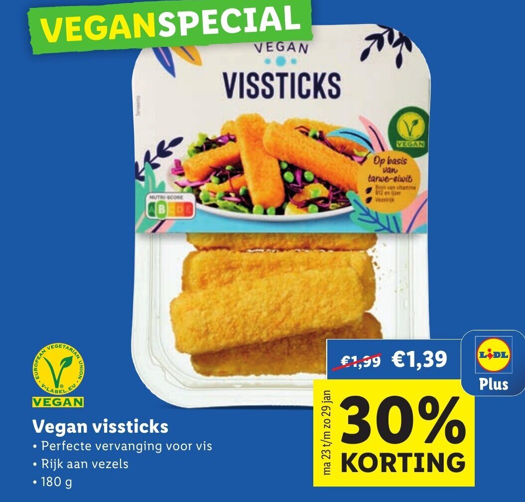 Vegan vissticks 180g aanbieding bij Lidl
