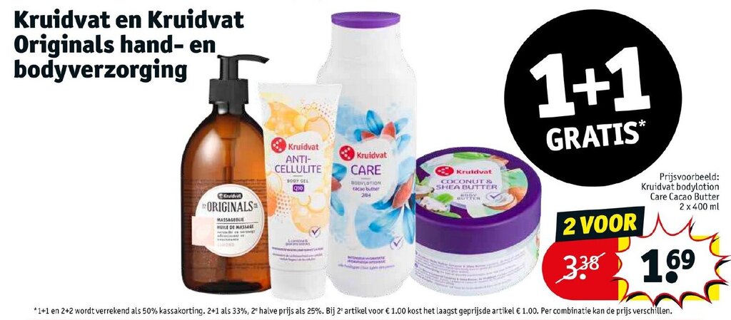 Kruidvat en kruidvat originals hand- en body-verzorging 1+1 gratis ...