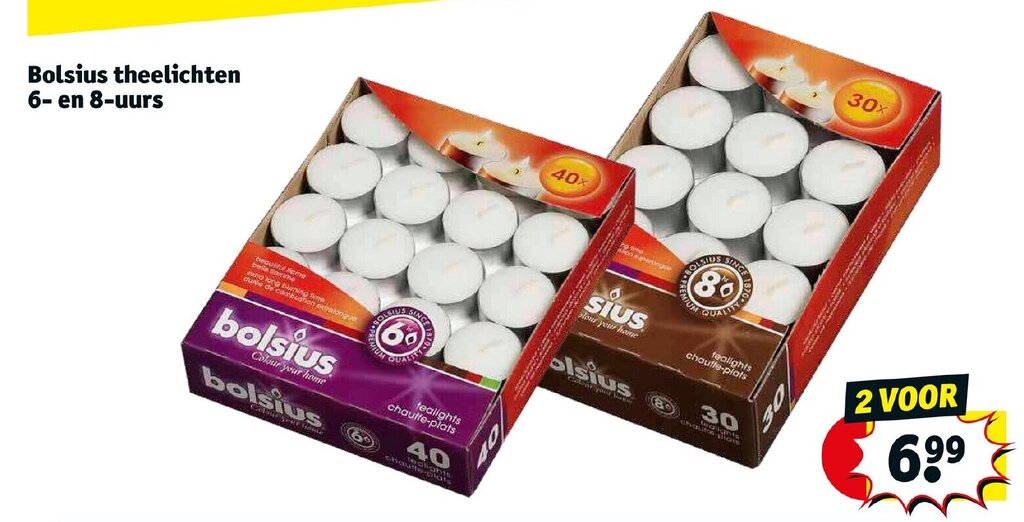 Bolsius theelichten 6-en-8-uurs aanbieding bij Kruidvat