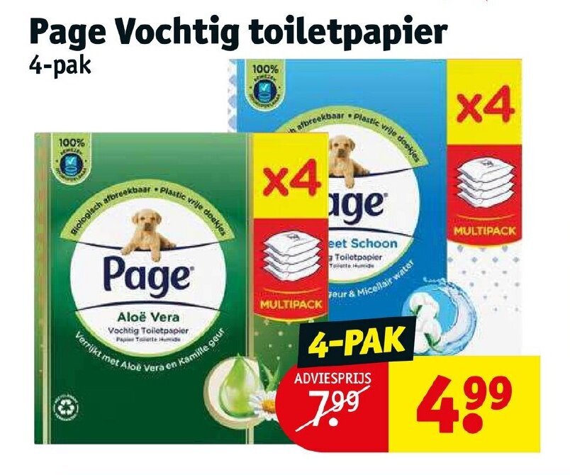 Page Vochtig toiletpapier 4-pak aanbieding bij Kruidvat