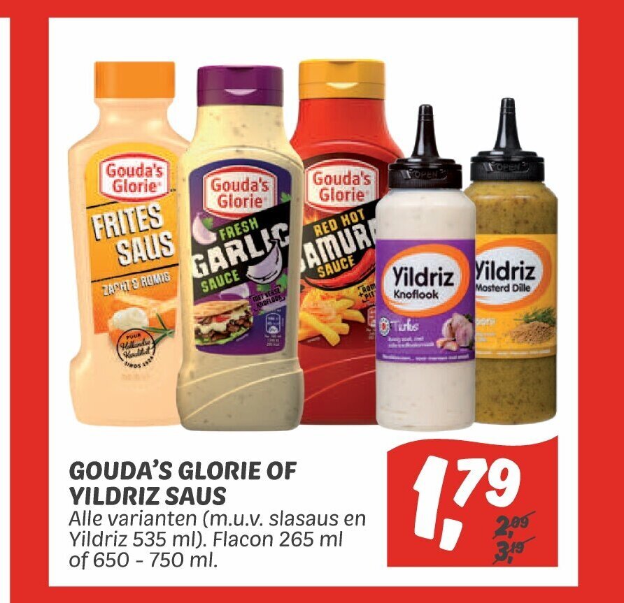 Gouda's Glorie of Yildriz Saus aanbieding bij Dekamarkt