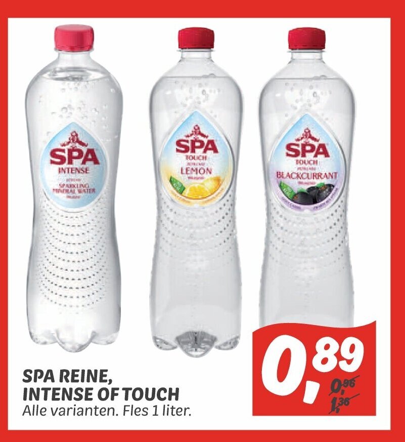 Spa Reine, Intense of Touch 1 liter aanbieding bij Dekamarkt