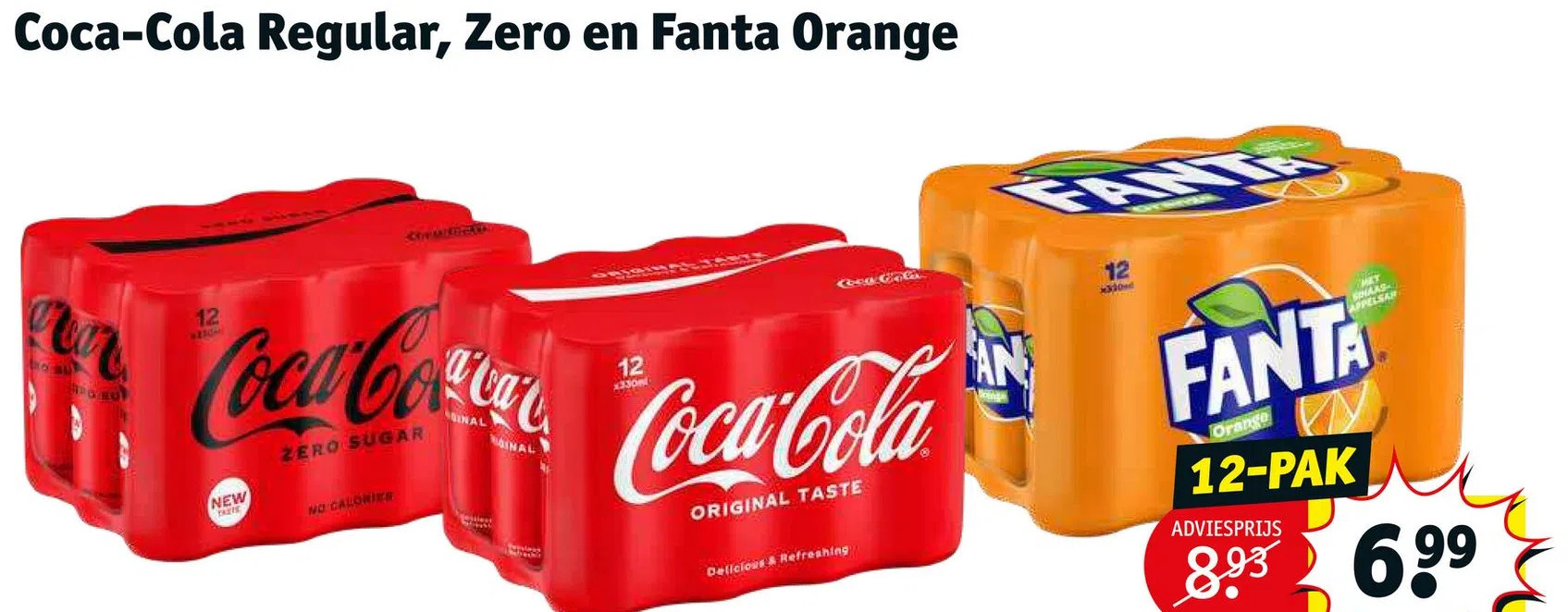 Coca-cola regular, zero en fanta orange aanbieding bij Kruidvat