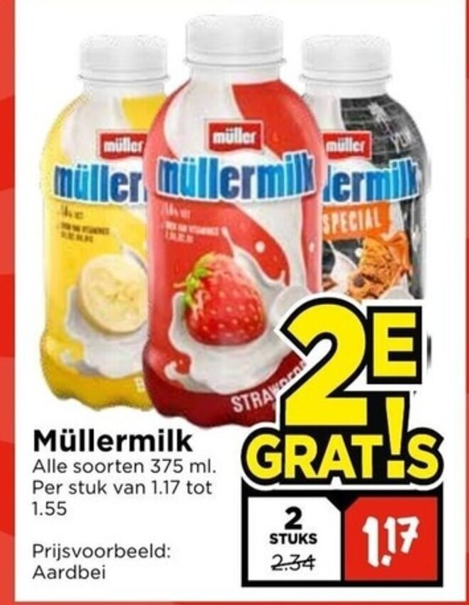 Mullermilk alle soorten 375ml aanbieding bij Vomar
