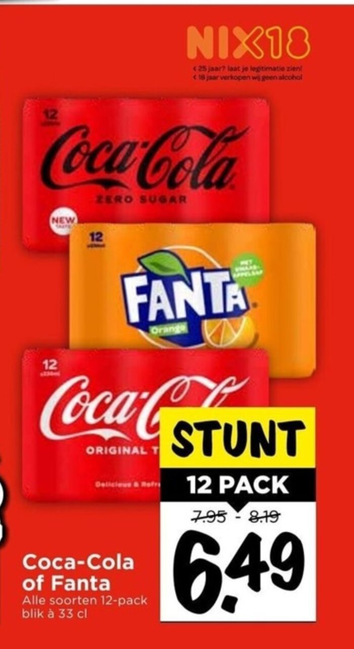 Coca-cola of fanta alle soorten 12-pack aanbieding bij Vomar
