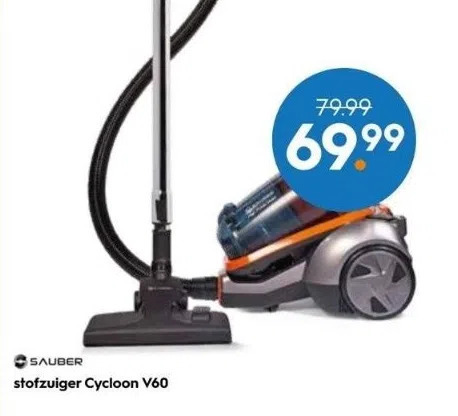 Sauber stofzuiger cycloon V60 aanbieding bij Blokker