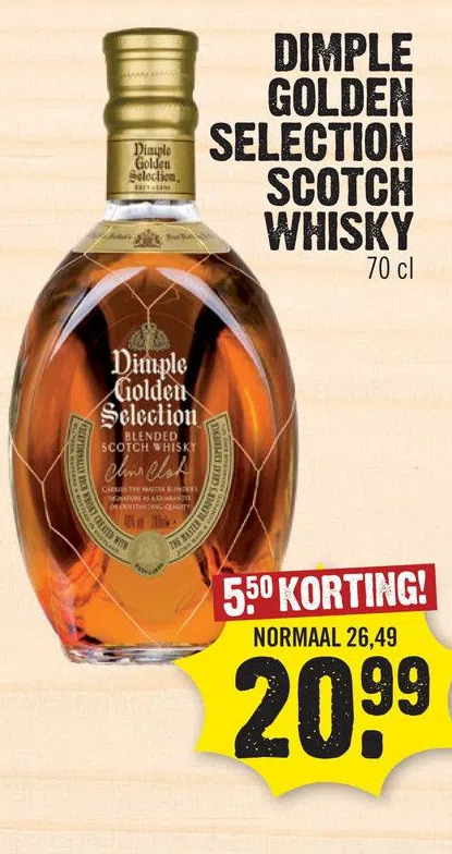 Dimple golden selection scotch whisky aanbieding bij Dirk