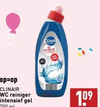Clinair wc reiniger intensief gel aanbieding bij ALDI