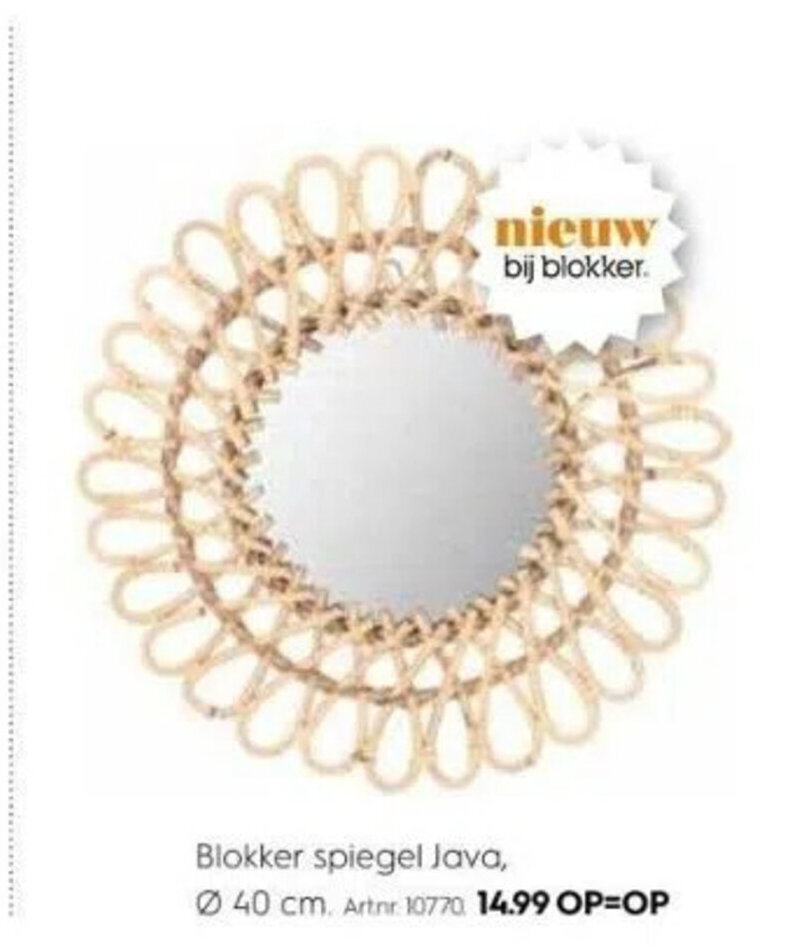 Spiegel java, Ø 40cm Art nr. 10770 aanbieding bij Blokker