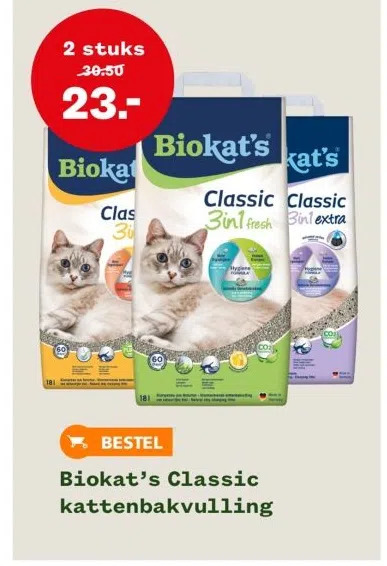 Biokat's classic kattenbakvulling aanbieding bij Welkoop