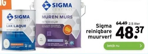 Sigma reinigbare muurverf aanbieding bij GAMMA