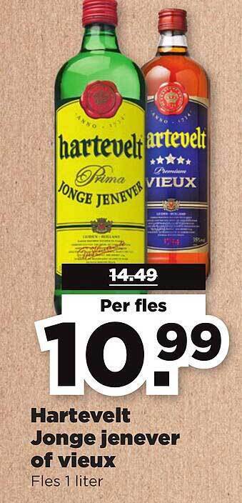 Hartevelt jonge jenever of vieux aanbieding bij PLUS