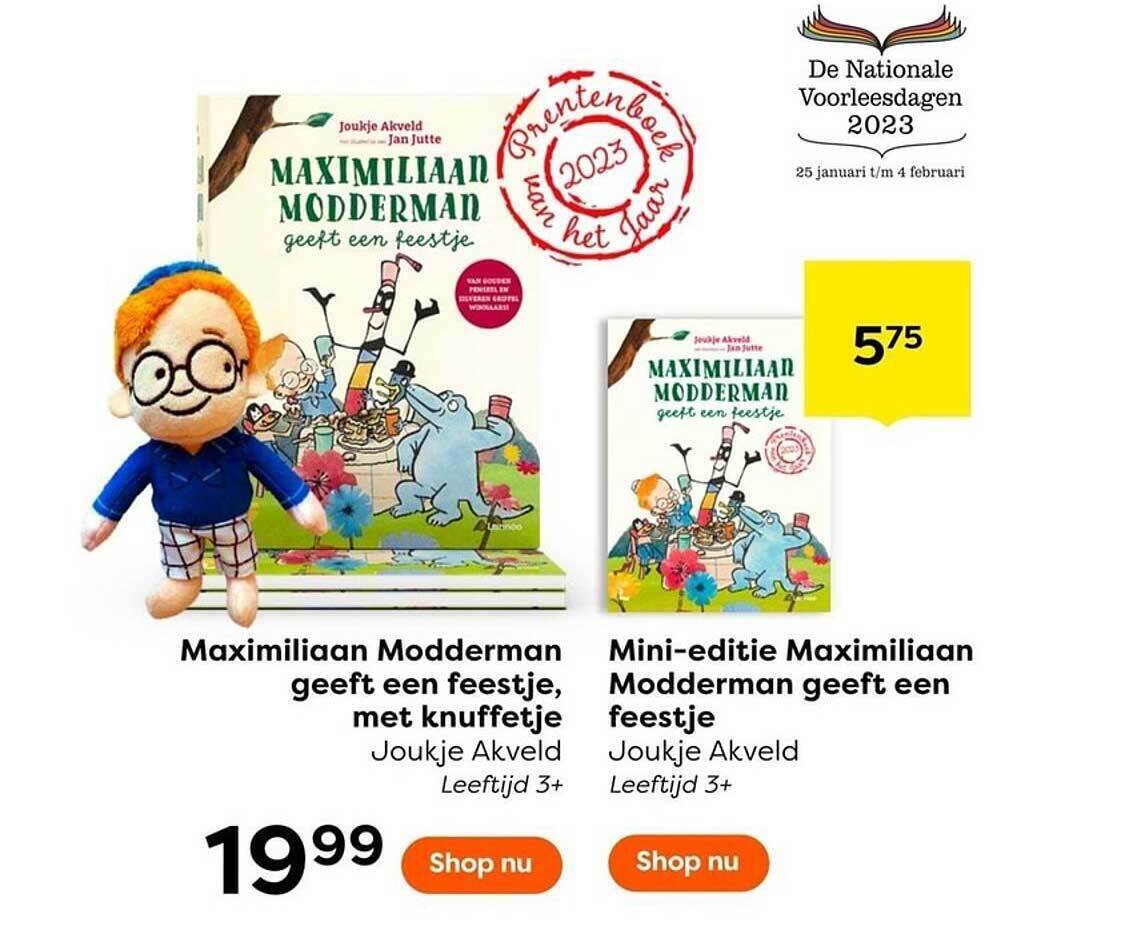 Maximiliaan modderman geeft een feestje, met knuffetje of mini-editie ...