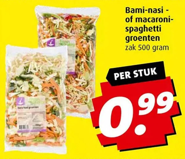 Bami-nasi- of macaroni- spaghetti groenten aanbieding bij Boni