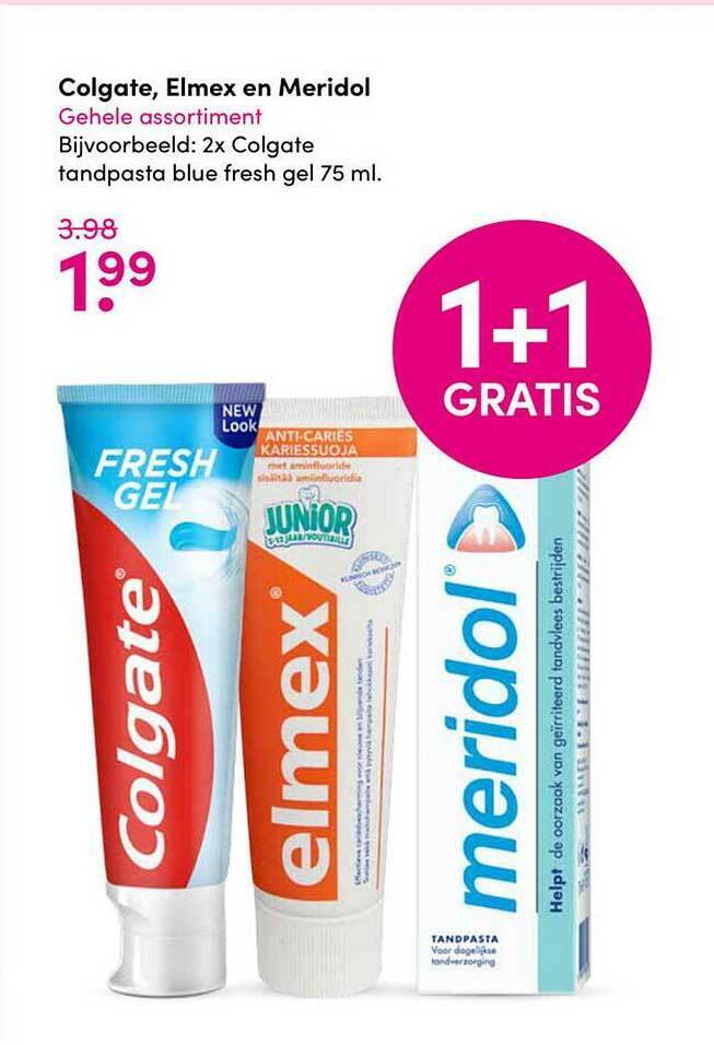 Colgate, Elmex En Meridol Tandpasta 1+1 Gratis aanbieding bij ...