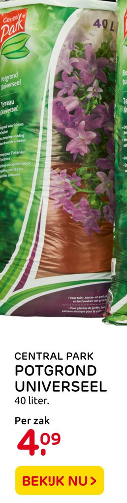 Central Park Potgrond Universeel 40 liter 2+1 gratis aanbieding bij Praxis