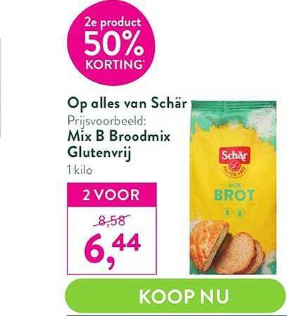 Schär mix b broodmix glutenvrij aanbieding bij Holland & Barrett