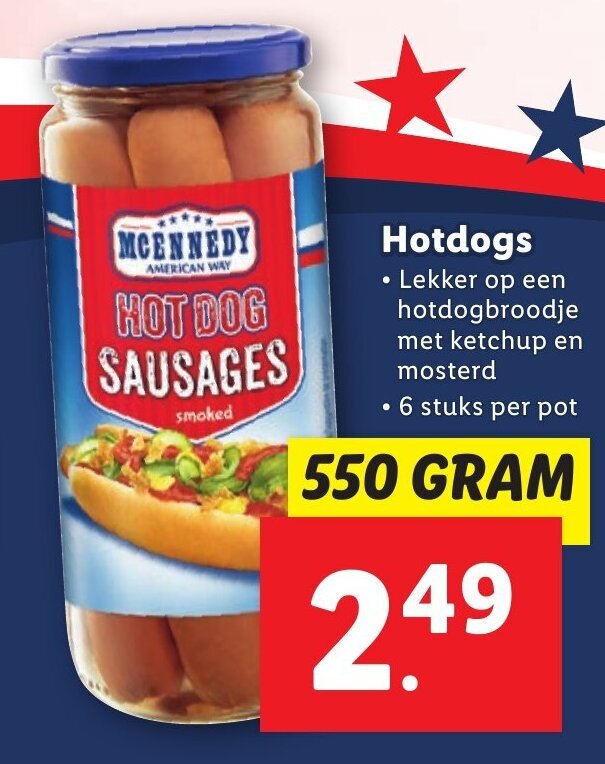 Hotdogs 550g aanbieding bij Lidl