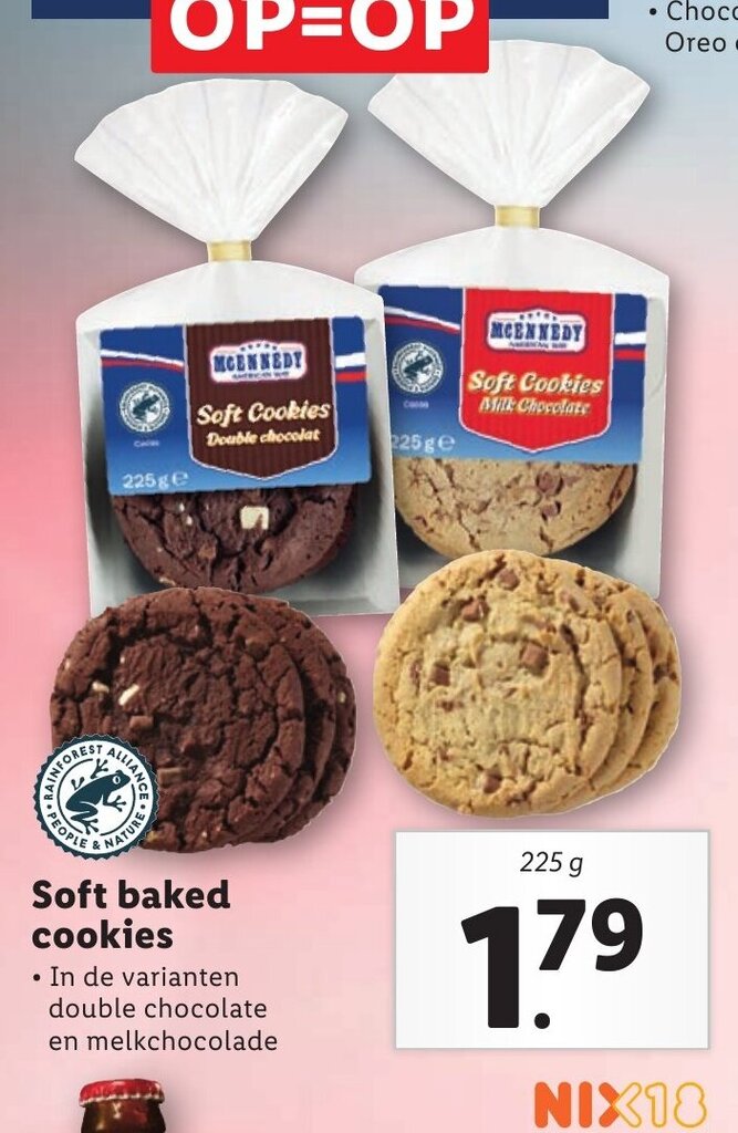 Soft baked cookies 225g aanbieding bij Lidl