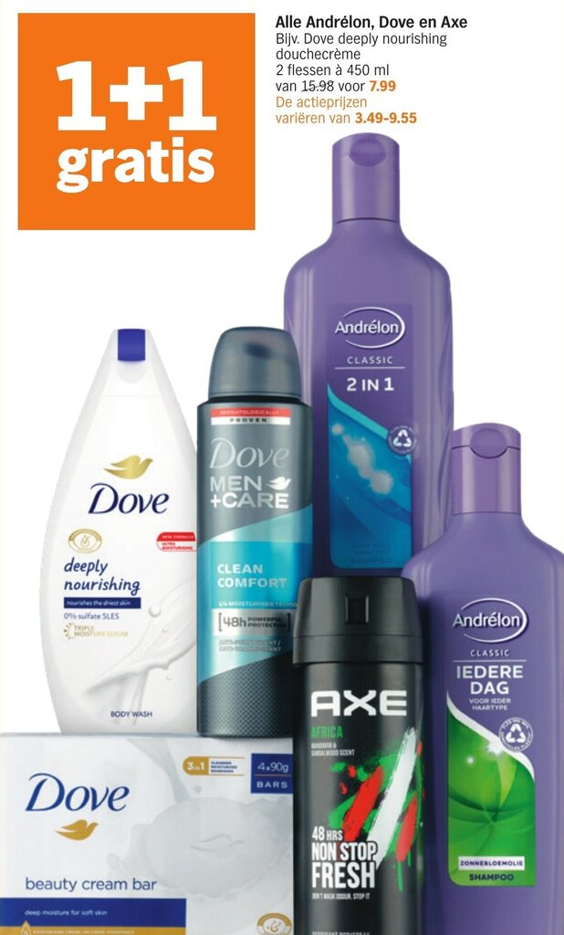 Alle andrelon, dove en axe 2 flessen a 450 ml 1+1 gratis aanbieding bij ...