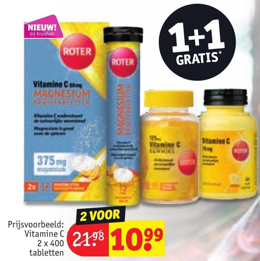 Roter prijsvoorbeeld: vitamine C 2 x 400 tabletten, 2 voor 1+1 gratis ...