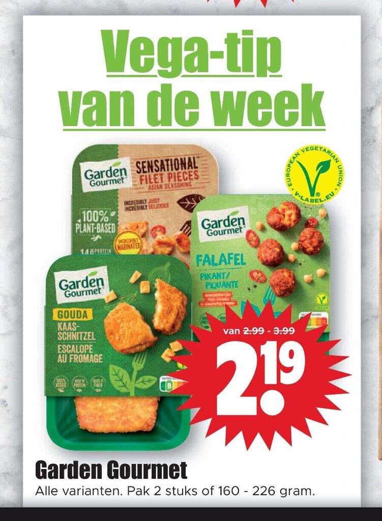 Garden Gourmet 2 stuks of 160 - 226 gram aanbieding bij Dirk