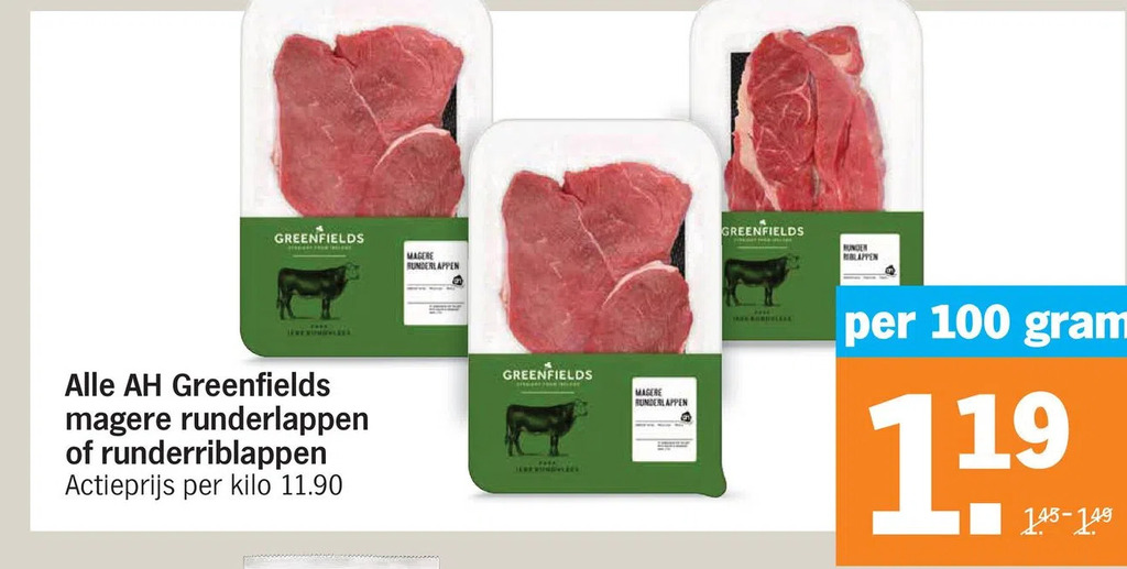 Alle ah greenfields magere runderlappen of runderriblappen aanbieding ...