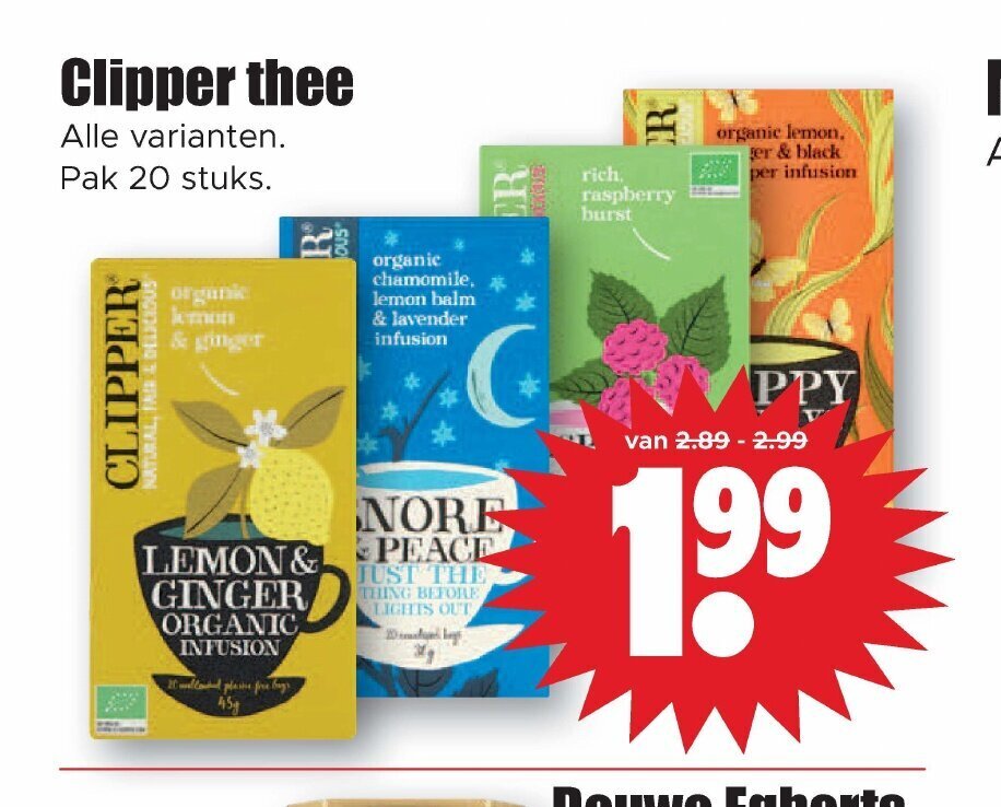 Clipper thee 20 stuks aanbieding bij Dirk