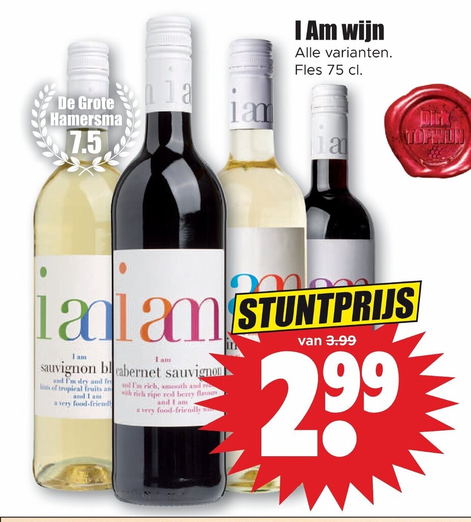 I Am wijn 75 cl aanbieding bij Dirk