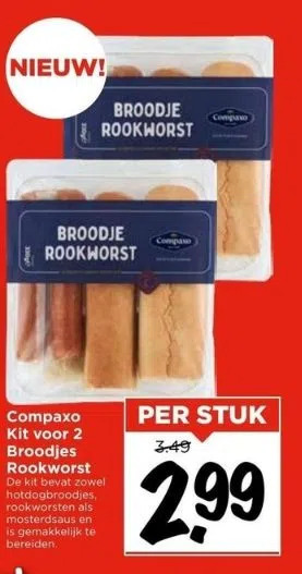 Compaxo kit voor 2 broodjes rookworst aanbieding bij Vomar Voordeelmarkt
