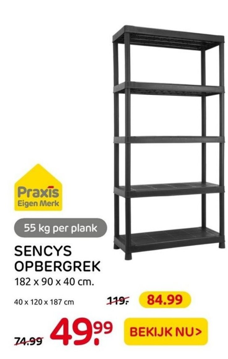 Sencys opbergrek 182x90x40 cm aanbieding bij Praxis