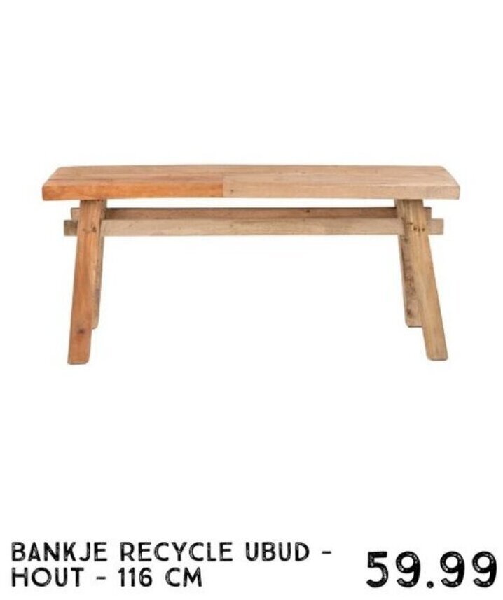 Bankje recyle ubud - hout 116cm aanbieding bij Xenos