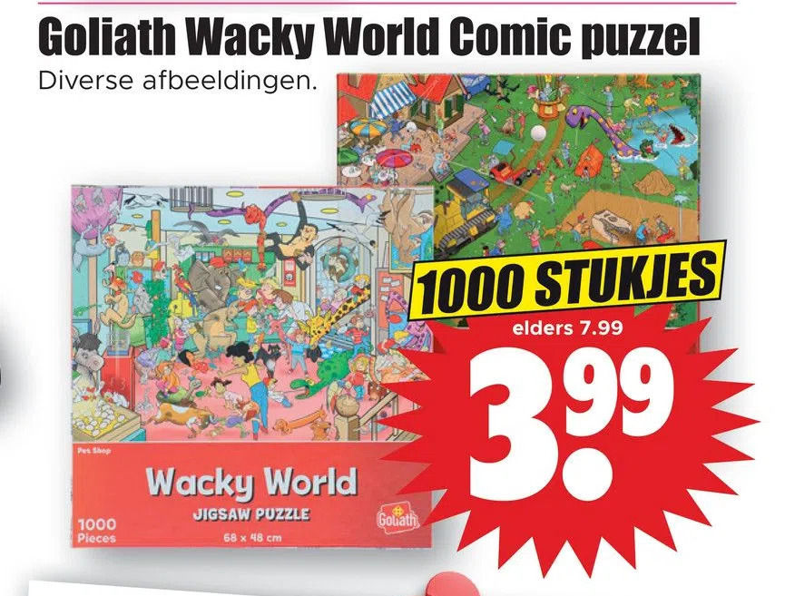 Goliath wacky world comic puzzel aanbieding bij Dirk