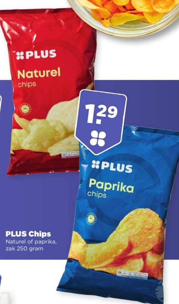 Plus chips 250g aanbieding bij PLUS