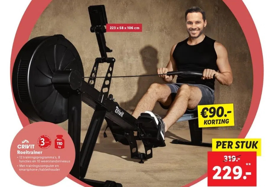 Crivit roeitrainer aanbieding bij Lidl