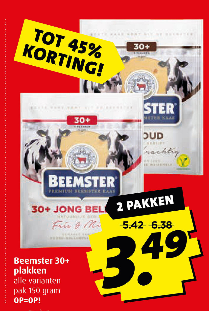 Beemster 30+ plakken 2 pakken aanbieding bij Boni