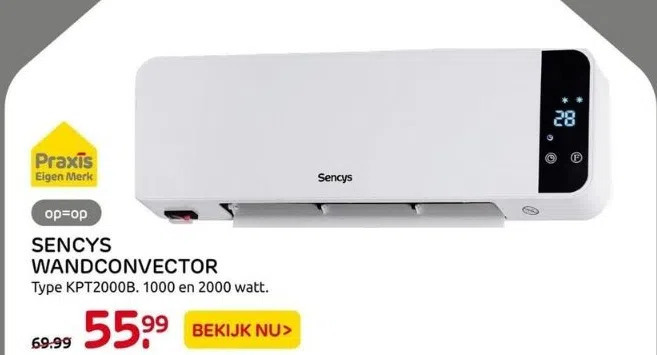 Sencys wandconvector aanbieding bij Praxis
