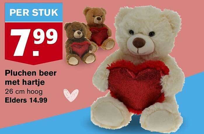 Pluchen beer met hartje aanbieding bij Hoogvliet