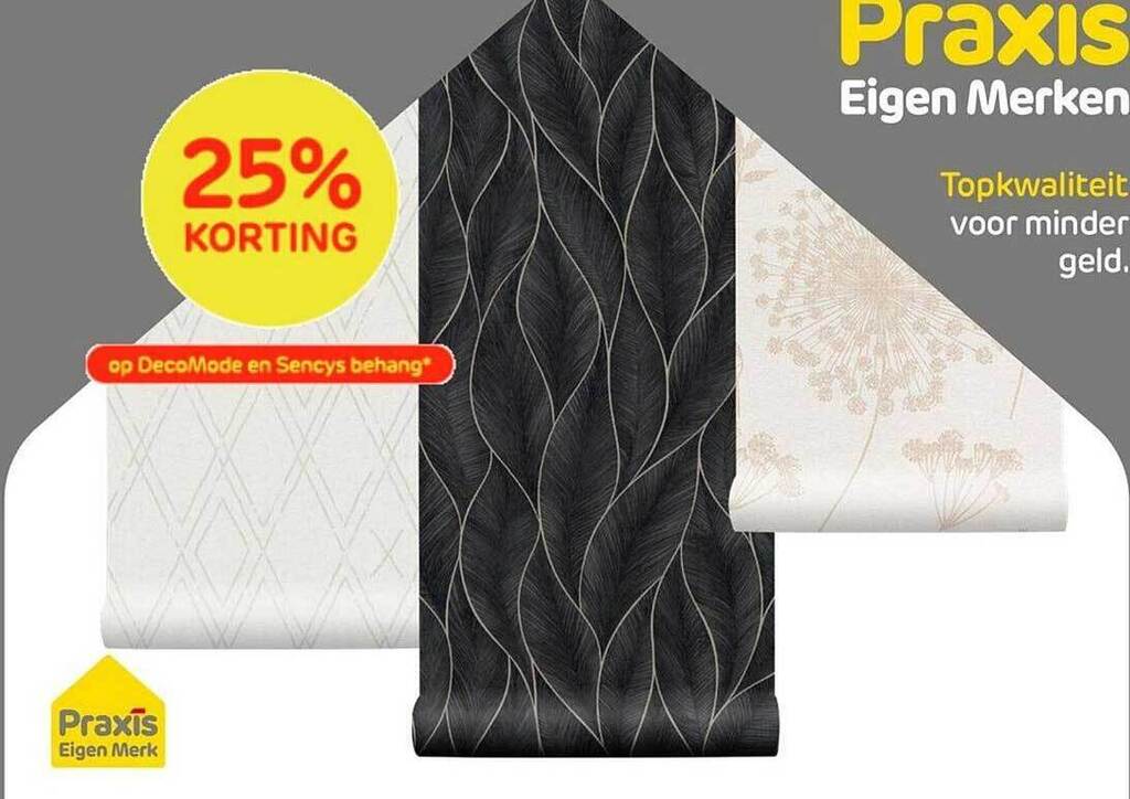 Op decomode en sencys behang aanbieding bij Praxis
