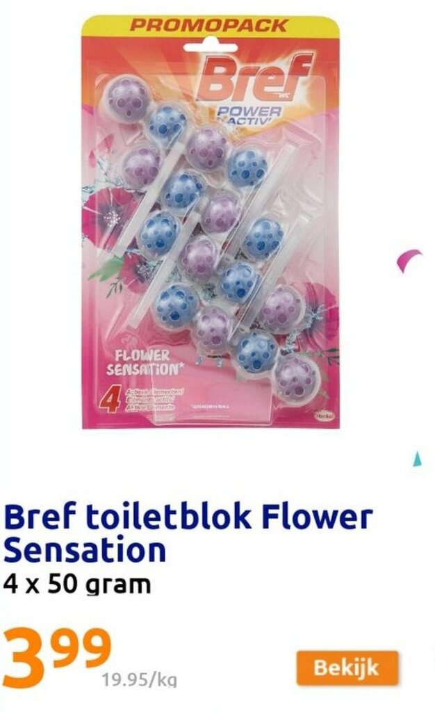 Bref toiletblok flower sensation 4x50 gram aanbieding bij Action