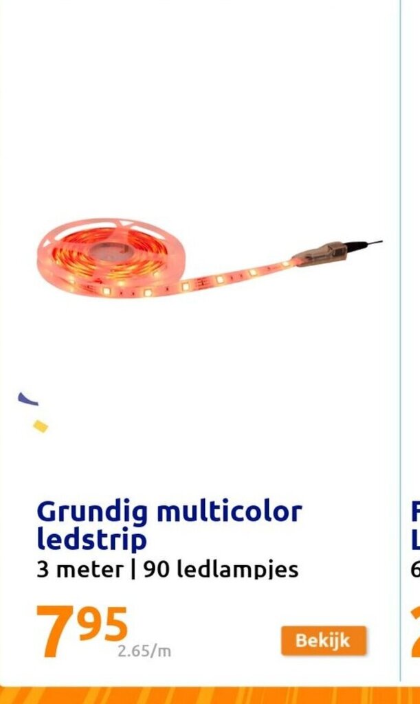Grundig multicolor ledstrip 3 meter aanbieding bij Action