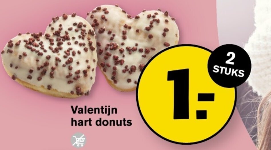 Valentijn hart donuts 2 stuks aanbieding bij Hoogvliet
