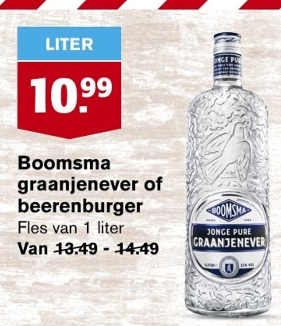 Boomsma graanjenever of beerenburger 1iter aanbieding bij Hoogvliet