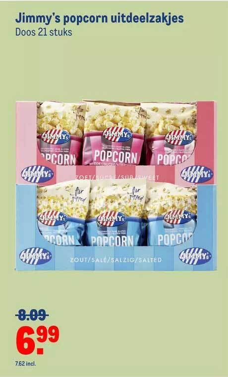 Jimmy's popcorn uitdeelzakjes aanbieding bij Makro