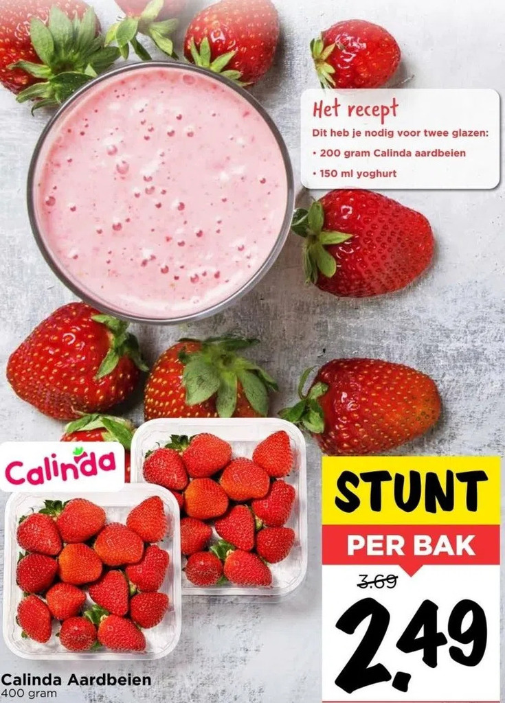 Calinda aardbeien 400 gram aanbieding bij Vomar Voordeelmarkt